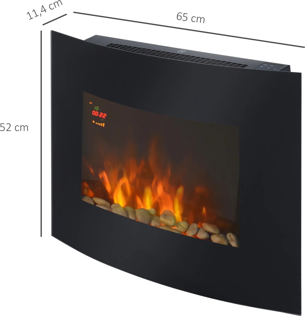 HOMCOM Elektrokamin Krb Krbová kamna Elektrický nástěnný krb 65 x 11,4 x 52 cm