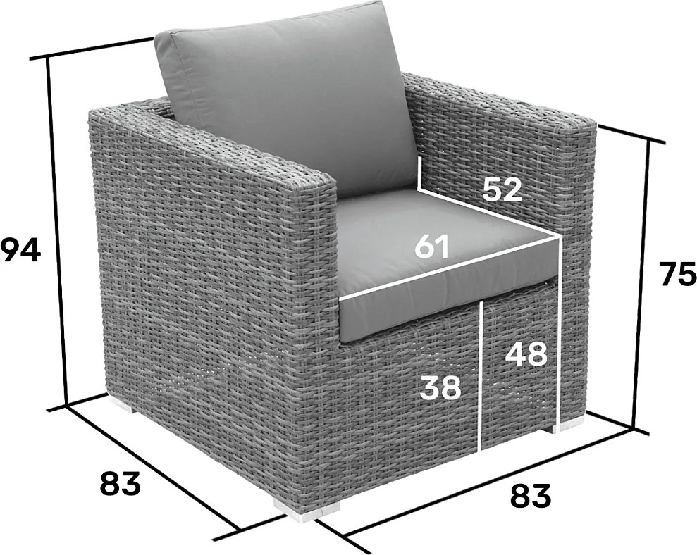 DEOKORK Ratanové křeslo MALIBU (šedá)