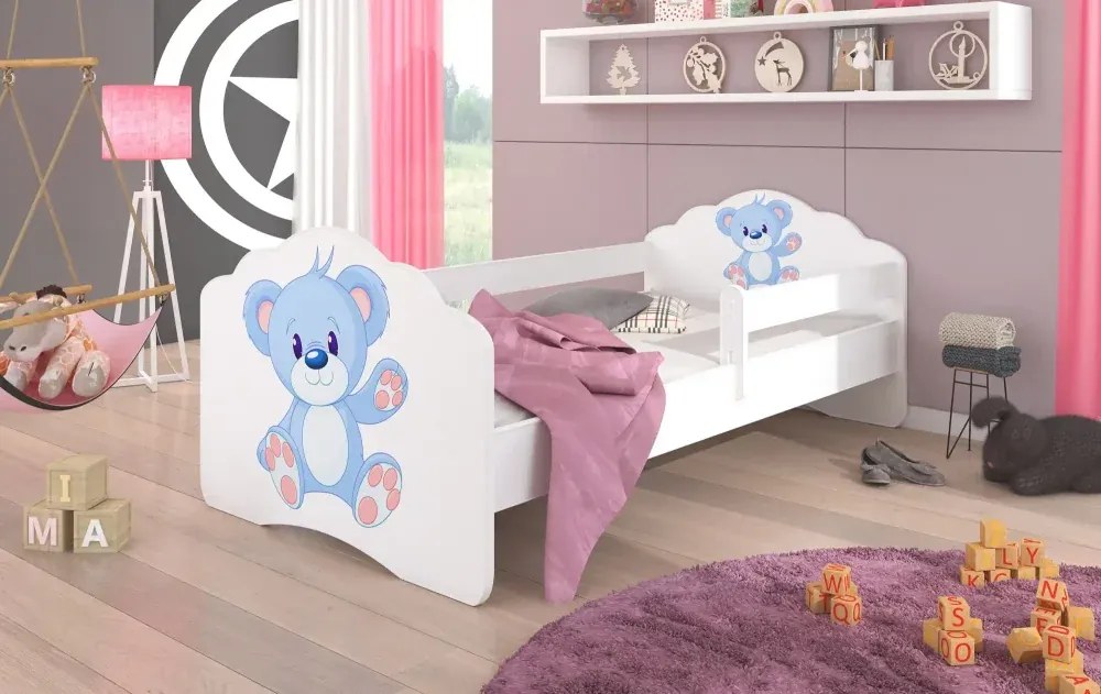 Postel s matrací a zábranou CASIMO BLUE BEAR 140x70