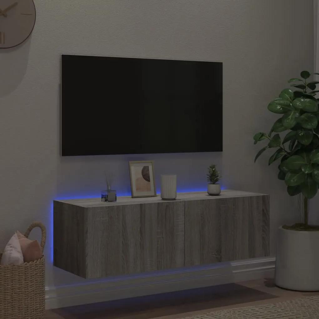 Nástěnná TV skříňka s LED osvětlením šedá sonoma 100x35x31 cm