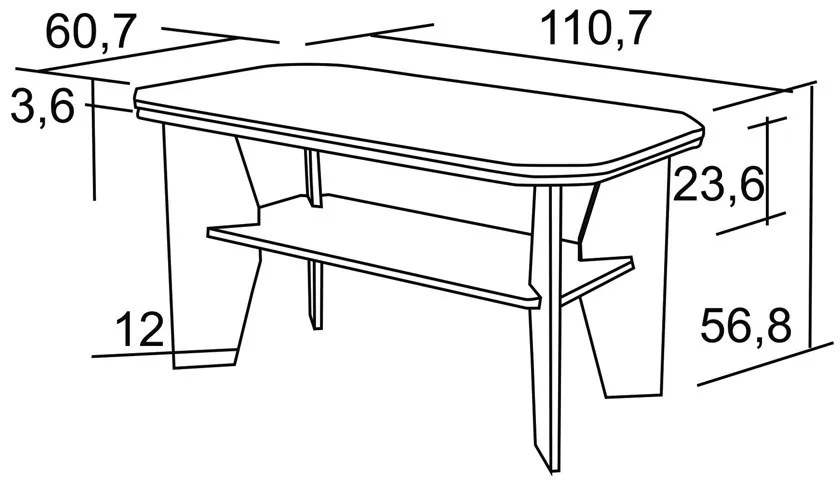 Konferenční stůl Rudolf I. 60,7×110,7 dub bordeaux