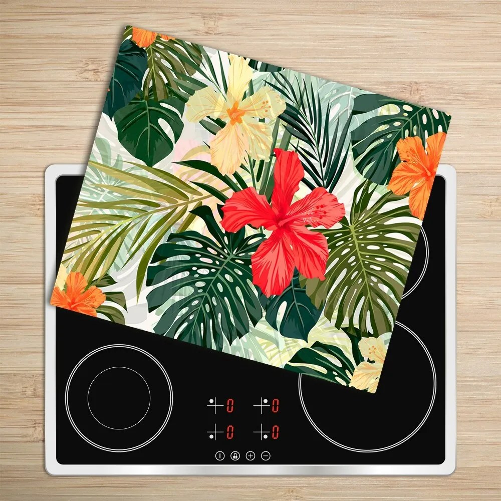 Skleněná krájecí deska Havajské květiny 60x52 cm
