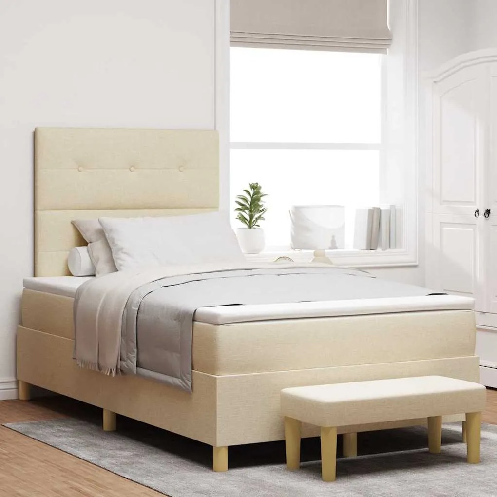 Postel s boxspringem s čelo Krémová 190 x 120 cm textil 3344287