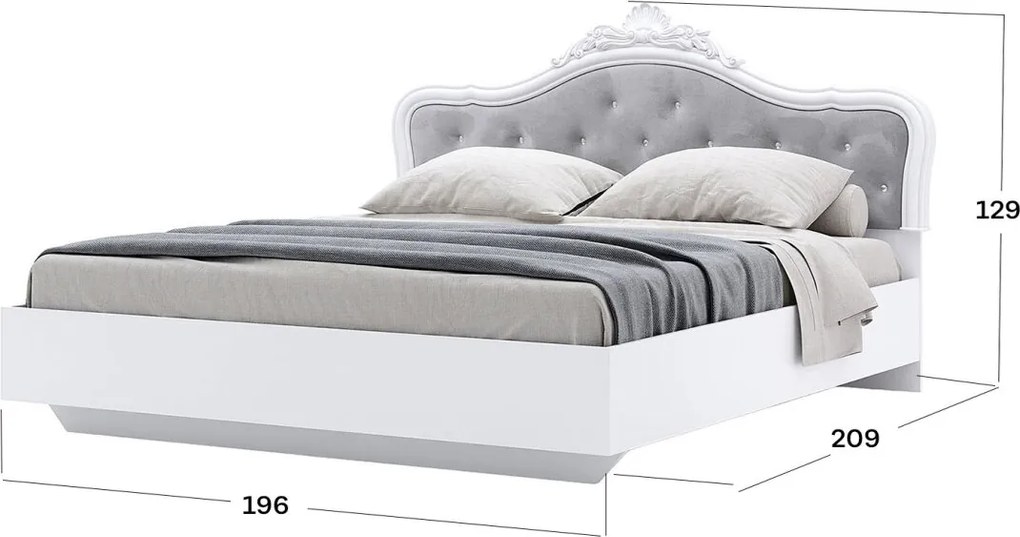 Postel 180 bez roštu + koruna, bílá Luiza
