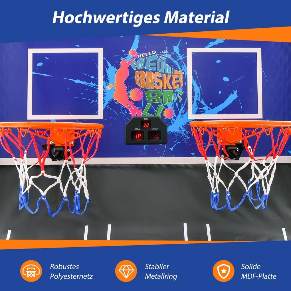 Costway Basketbalový stroj Skládací basketbalová arkádová hra s 2 modrými koši