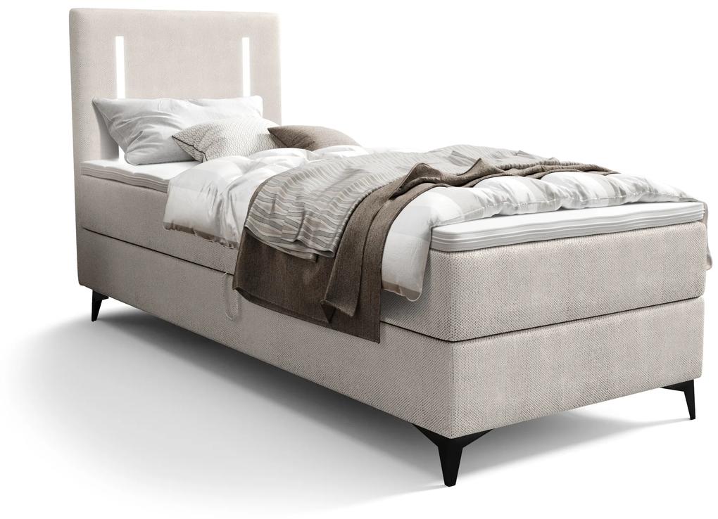 Jednolůžková postel 90 cm Ortega Comfort (světle šedá) (s roštem a matrací, bez úl. prostoru) (s LED osvětlením). 1082679