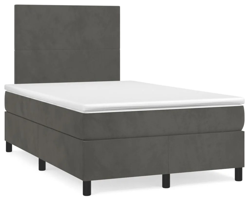 Box spring postel s matrací a LED tmavě šedá 120 x 190 cm samet 3270300