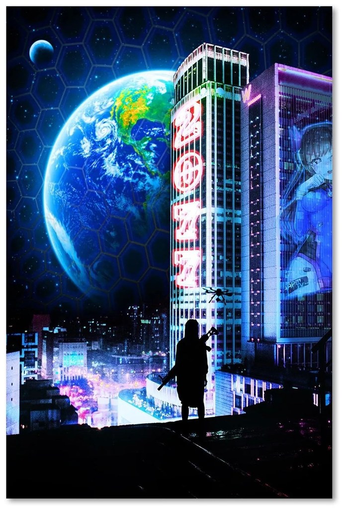 Gario Obraz na plátně Město s výhledem na planetu Zemi - Gab Fernando Rozměry: 40 x 60 cm
