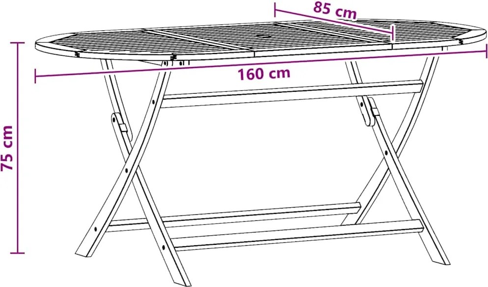 Skládací zahradní stůl 160x85x75 cm masivní eukalyptové dřevo 312454