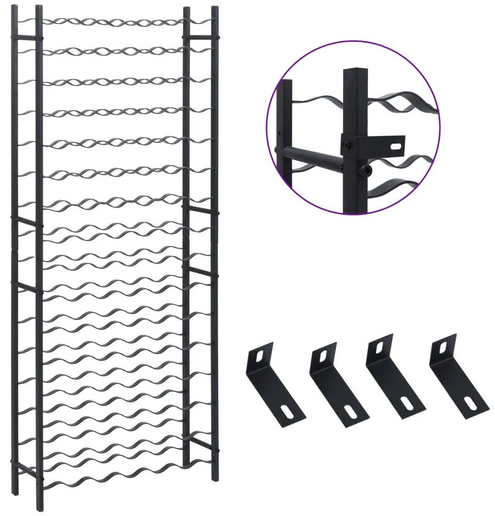 vidaXL Marketos Stojan na víno na 96 lahví černý železný
