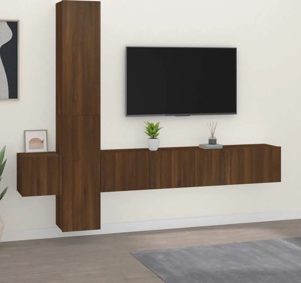 vidaXL 5dílný set TV skříněk kompozitní dřevo [3114251] Barva: Betonová šedá