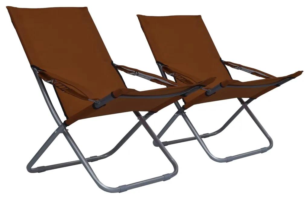 47906 vidaXL Skládací plážové židle 2 ks textil hnědé