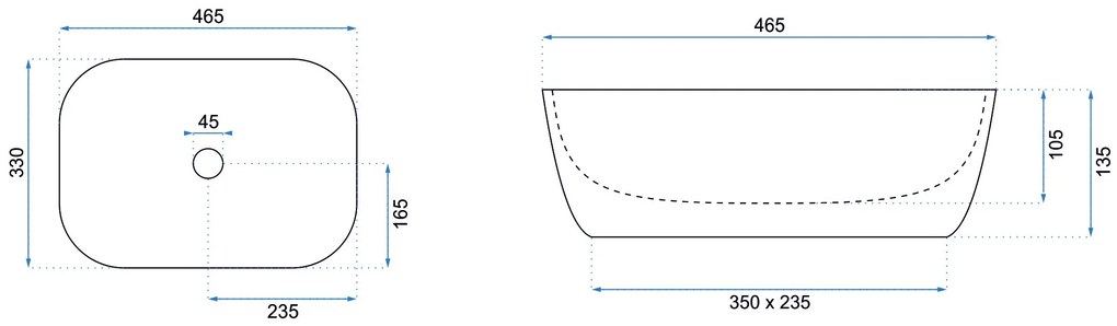 Keramické umyvadlo na desku REA BELINDA WHITE bílé/černé