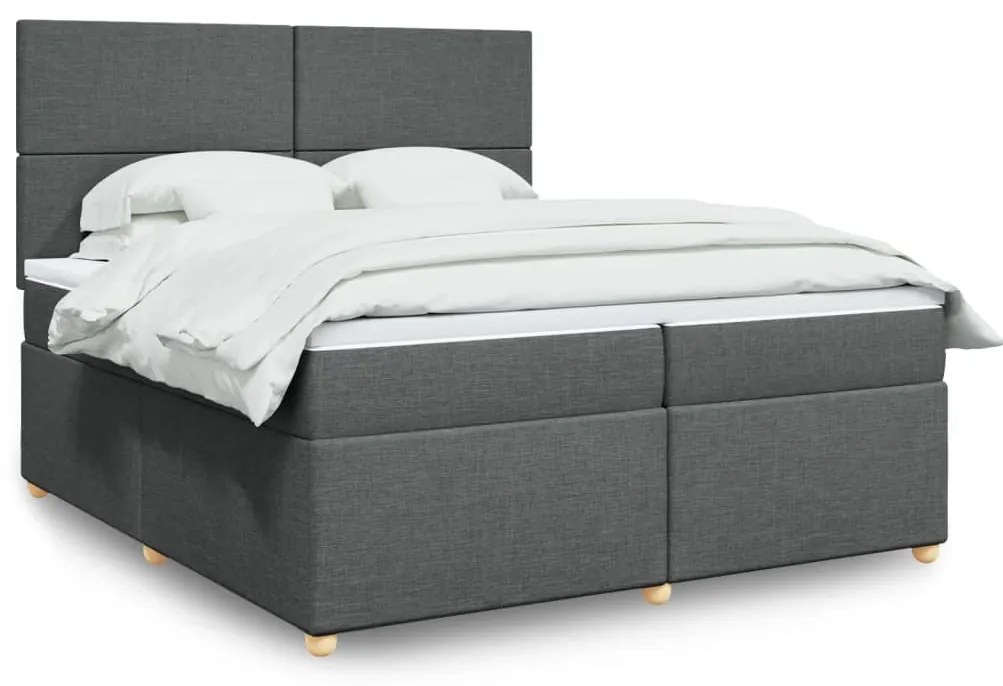 Box spring postel s matrací tmavě šedá 200x200 cm textil 3291381