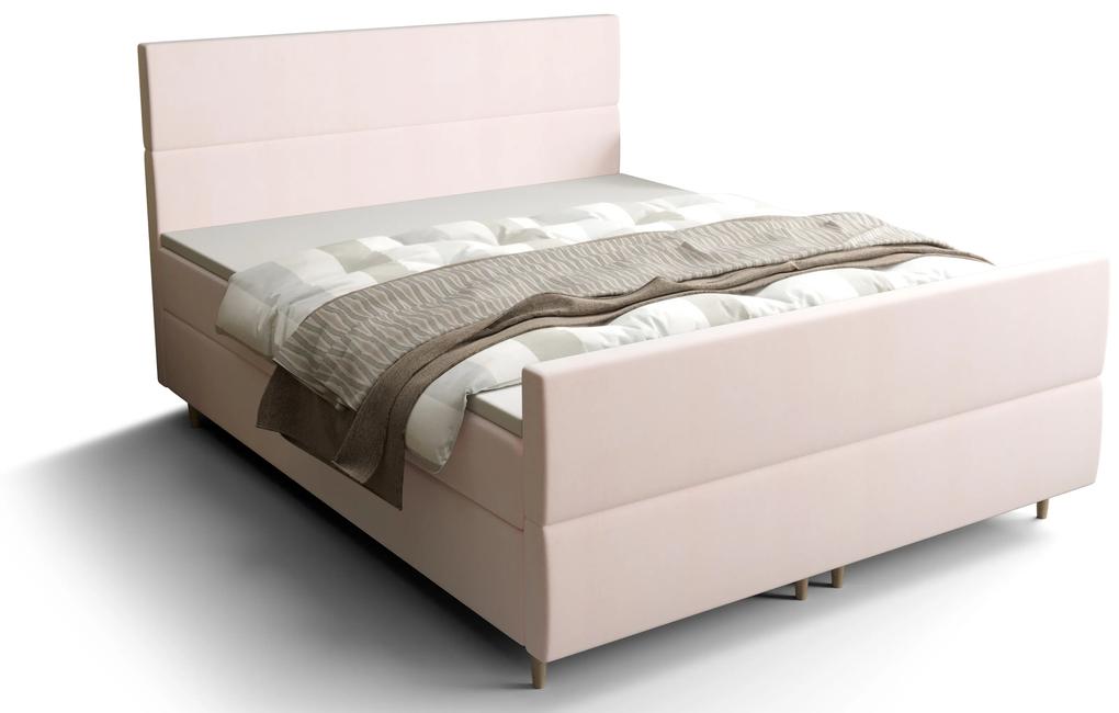 Manželská postel Boxspring 160 cm Flu plus (světlorůžová) (s matrací a úložným prostorem). 1046587