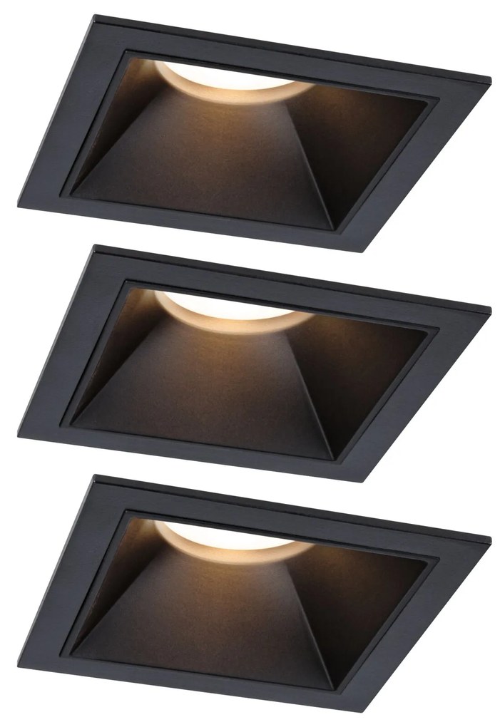 Paulmann 93125 Cole Coin, set bodovek v černé úpravě, 3x6W LED 2700K tříkrokové stmívání, 8,8x8,8cm, IP44