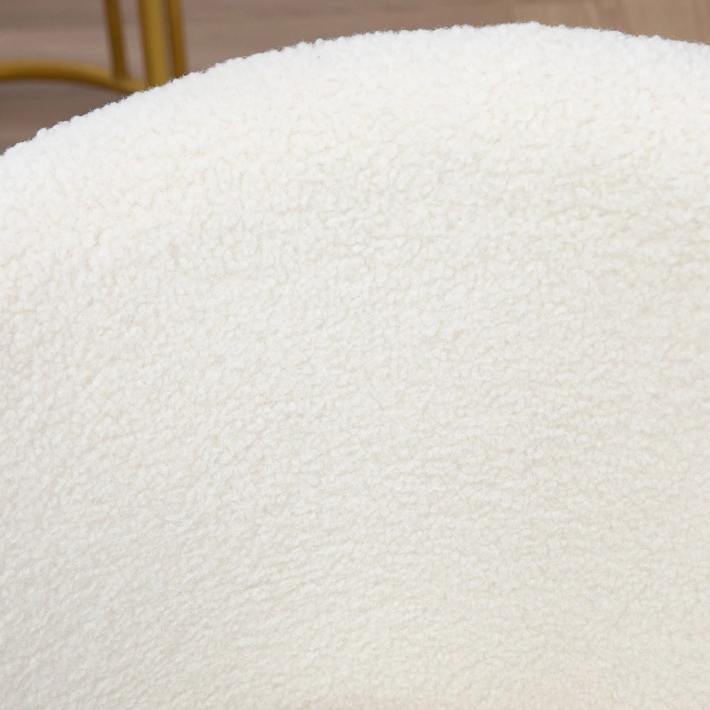 Ergonomická kancelářská židle Vinsetto Teddy Fleece, kosmetická židle, otočná židle s nastavitelnou výškou, polstrované sedadlo a zlatý ocelový rám, …