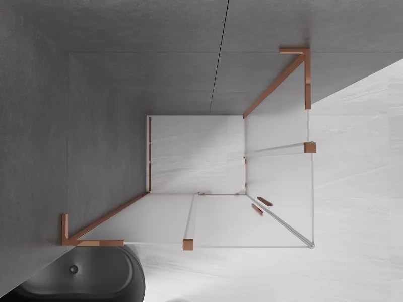 Mexen Velar L Duo, sprchový kout s posuvnými dveřmi 90 x 80 cm, 8mm sklo námraza, růžové zlato, 871-090-080-02-33-60
