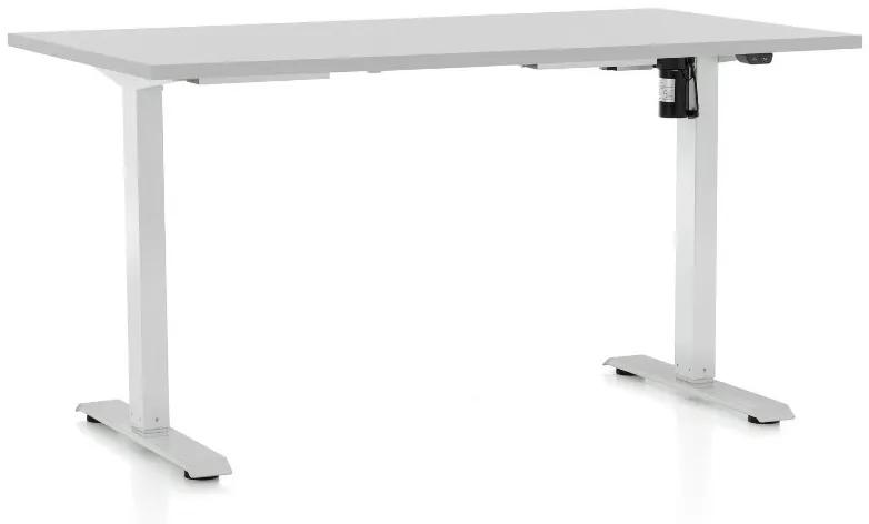 Výškově nastavitelný stůl OfficeTech A, 140 x 80 cm - bílá podnož Barva: Buk