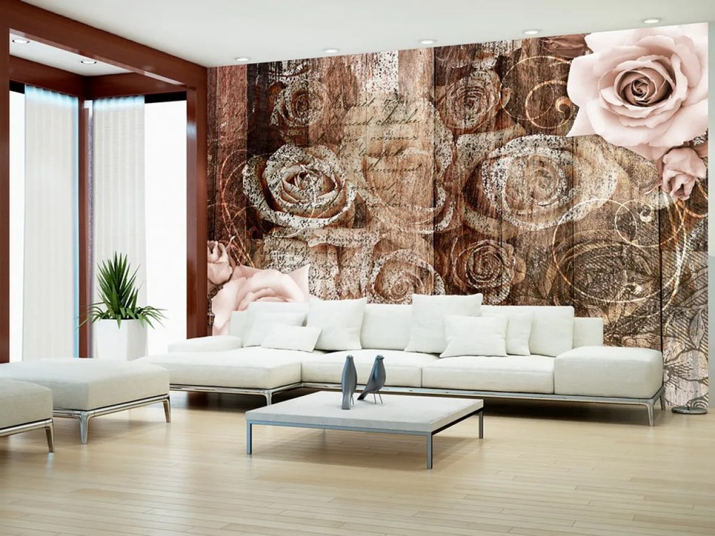 * Staré dřevo a růže (350x245 cm) - Murando DeLuxe