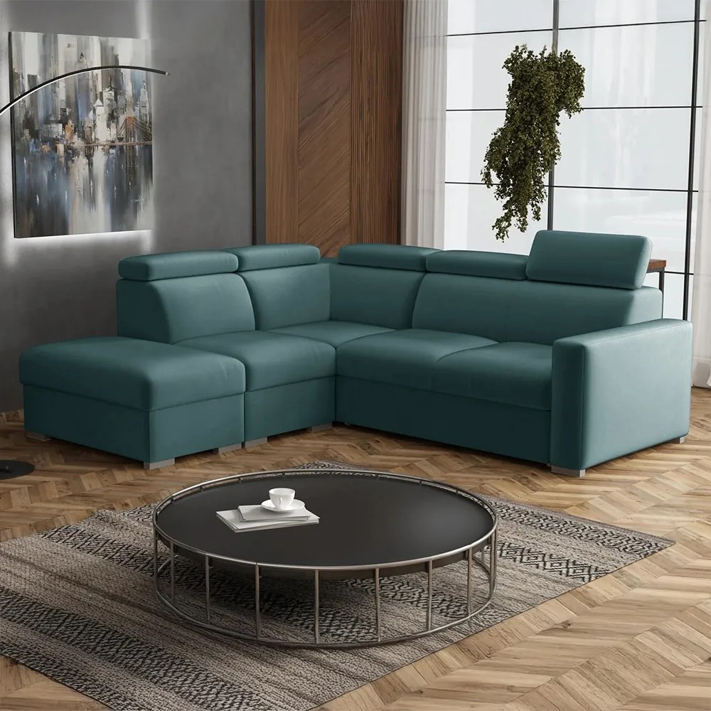 Sedací souprava PEDRO L | 230x250 cm | rozkládací + 2x úložný prostor | polohovatelné záhlavníky | VÝBĚR TKANIN