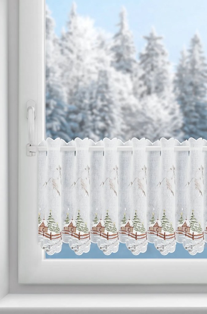 KRÁTKÁ ZÁCLONA NA POUTKÁCH XMAS17 145X40 CM VZOROVANÁ