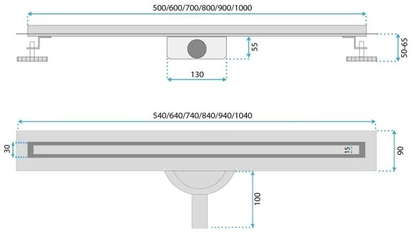 REA-G2714 - Odtokový žlab NEOX SLIM 70 cm nerezová ocel/broušená zlatá