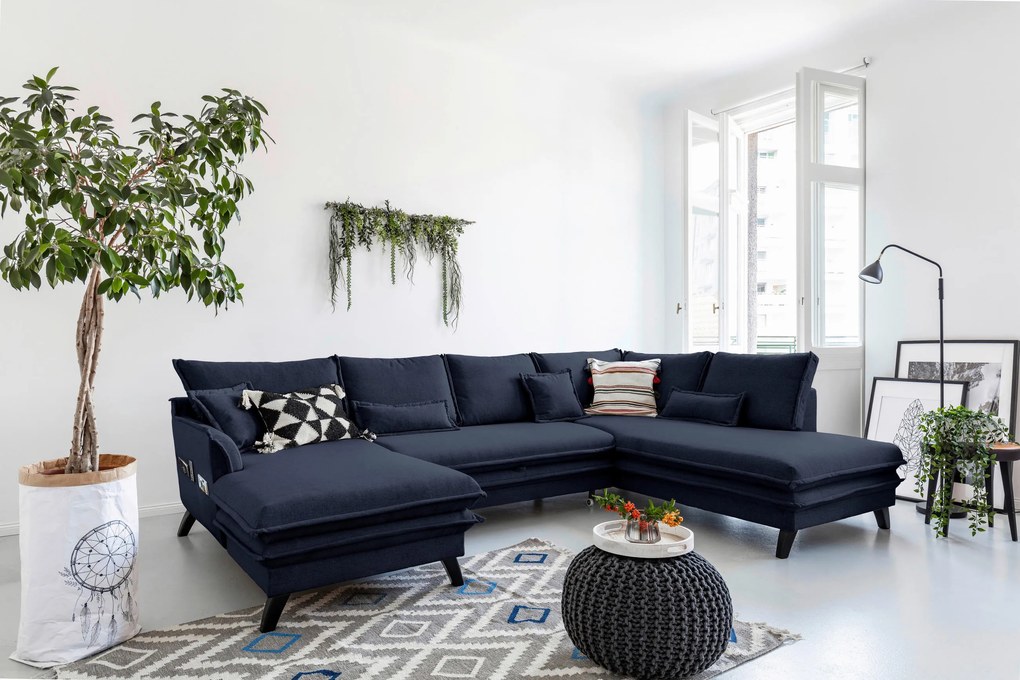 XXXLutz SEDACÍ SOUPRAVA, textil, tmavě modrá P & B - Sedací soupravy - 002330007220