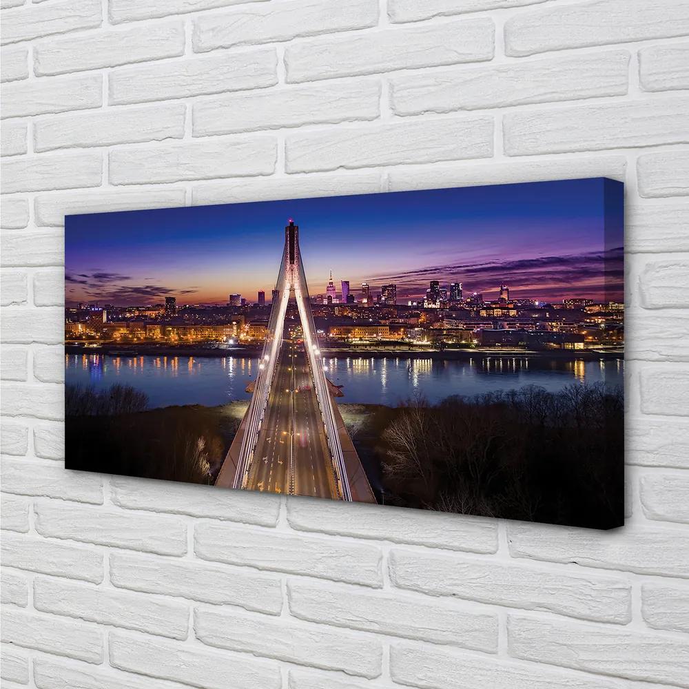 Obrazy na plátně Warsaw panorama říční most 125x50 cm