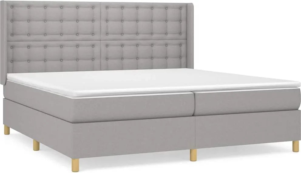 Box spring postel s matrací světle šedá 200 x 200 cm textil 3132337