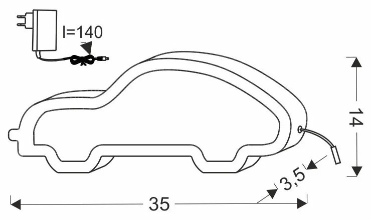 Růžová dětská lampička Car – Candellux Lighting