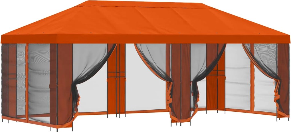 Zahradní altán se stěnami 6 x 3 m Oranžová Polyester a ocel 3376027