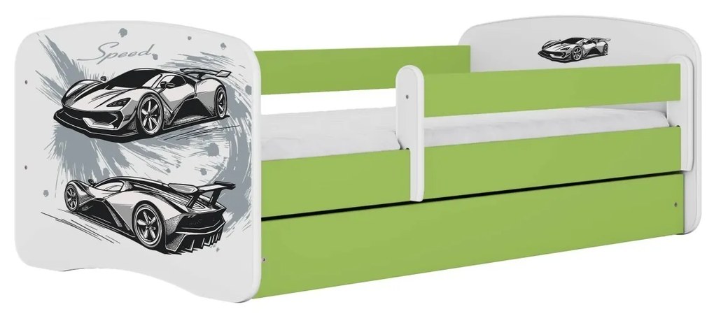 Dětská postel Babydreams závodní auto zelená