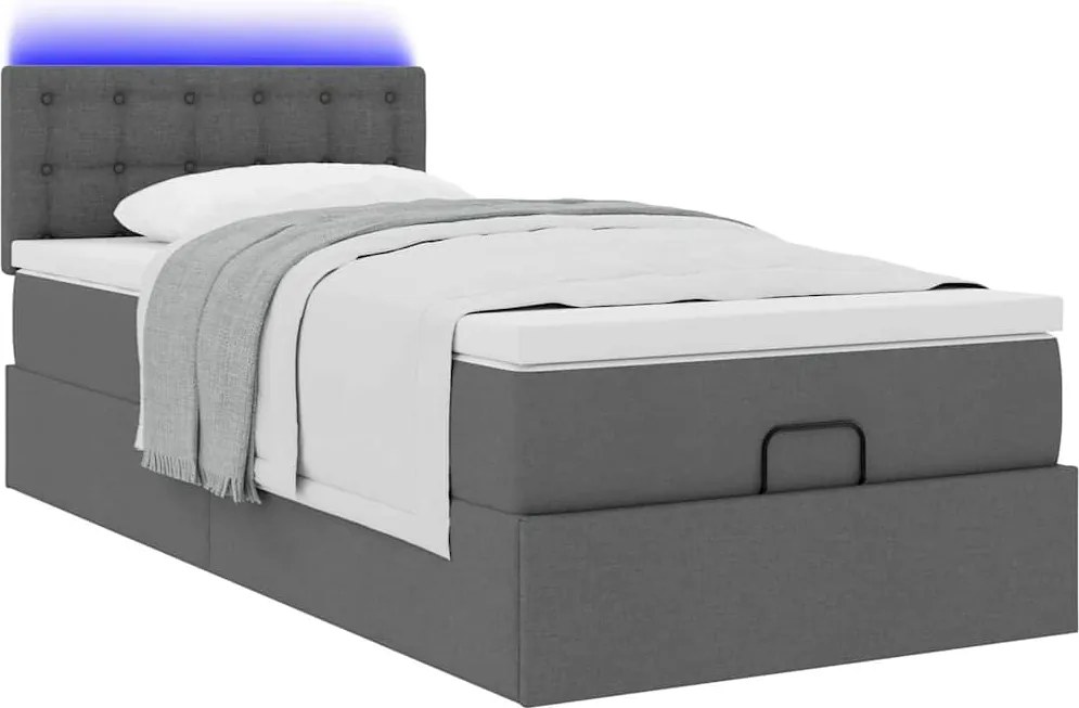 Osmanský rám postele s matrací tmavě šedá 100x200cm textil 3312451