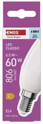 Emos lighting LED žárovka Classic svíčka / E14 / 6,5 W (60 W) / 806 lm / studená bílá 1525731111