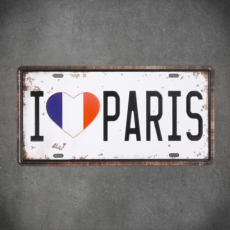 Kovová cedule I LOVE PARIS