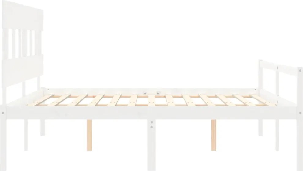 Postel s čelem pro seniory bílý 200x200 cm masivní dřevo 3195437