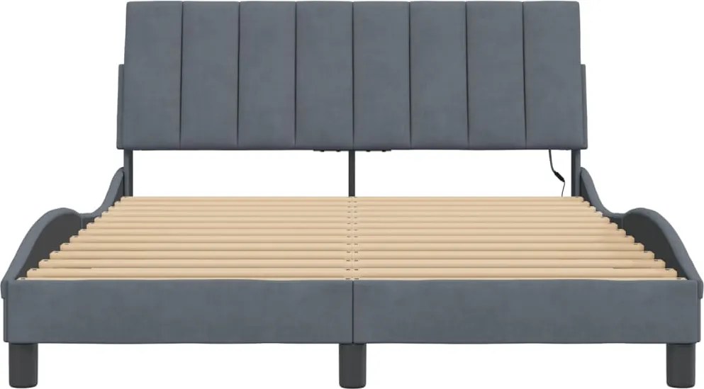 Rám postele s LED osvětlením bez matrace Hanko tmavě šedý 120 x 200 cm samet 3213770