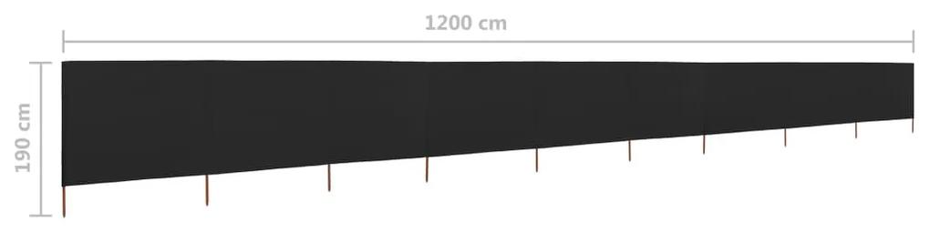 vidaXL 9dílná zástěna proti větru textil 1200 x 160 cm černá