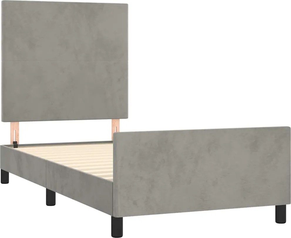 Rám postele bez matrace světle šedá 90 x 190 cm samet 3125605