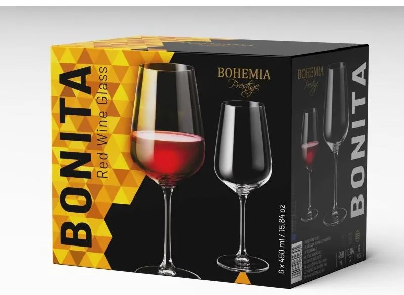 BOHEMIA PRESTIGE BONITA SKLENICE NA VÍNO 450ML SADA 6KS