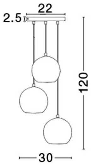 Nova Luce Závěsné svítidlo ADELINA kouřové sklo černý kov E27 3x12W
