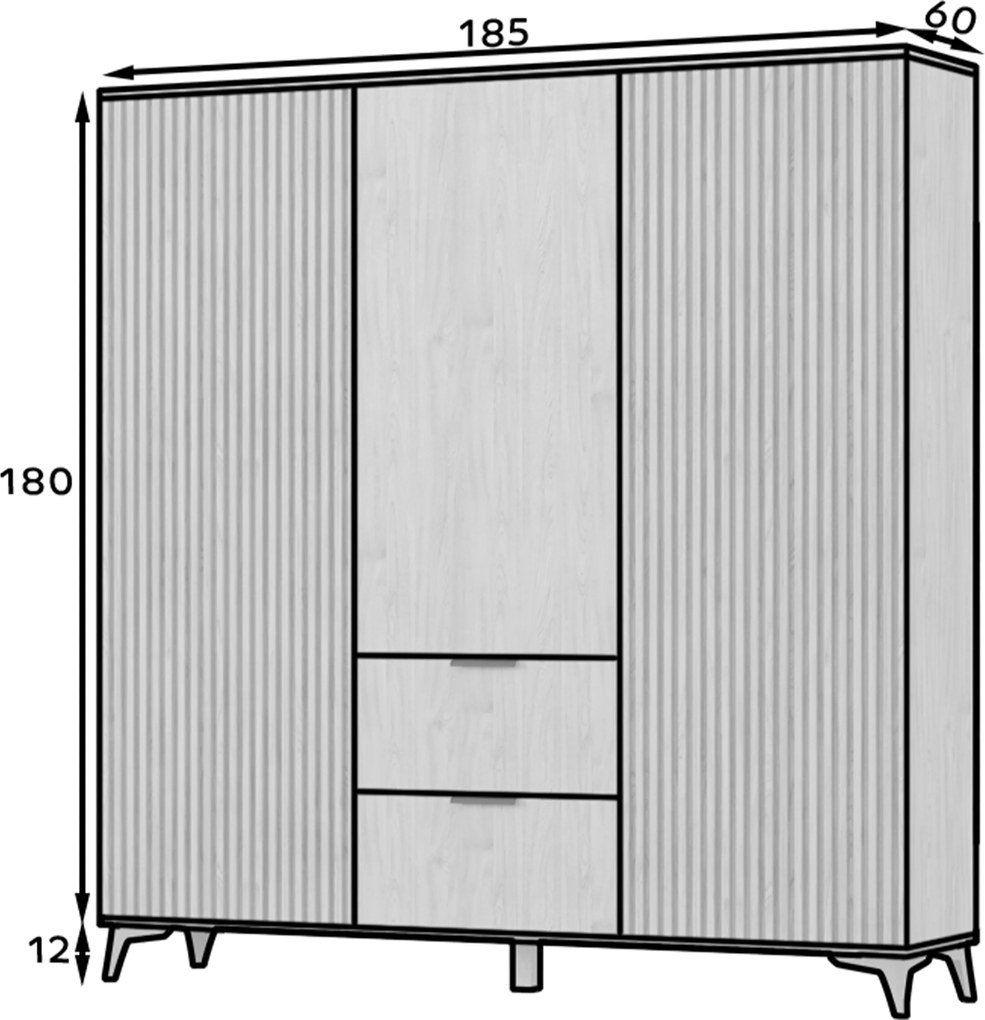 Eltap Šatní skříň Entsian 185 Dub Artisan