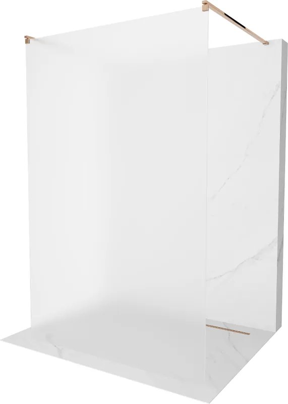 Mexen Kioto, průchozí sprchová zástěna 100 x 200 cm, 8mm sklo námraza, 2x růžové zlato stabilizační rozpěra, 800-100-002-60-30