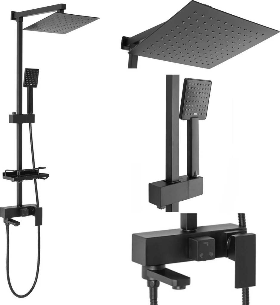 Rea Jack - sprchový set s otočným vanovým výtokem, černá, REA-P7009