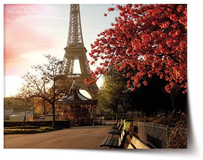 Plakát SABLIO - Eiffelova věž a červený strom 60x40 cm