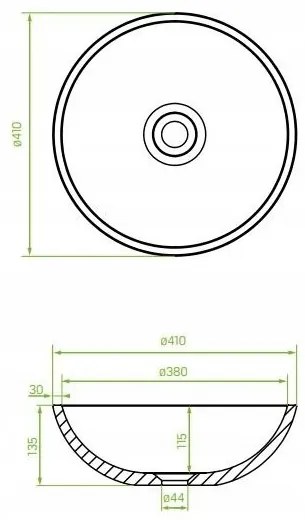 Laveo Amber, granitové umyvadlo na desku 41x41x13,5 cm, béžová, LAV-VGR1421T