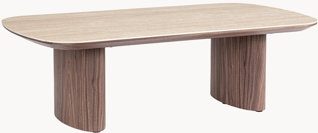 Oválný konferenční stolek's deskou v travertinovém vzhledu Ezekiel