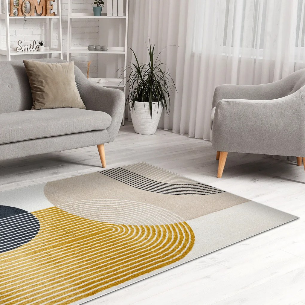 Dywany Łuszczów, Kusový koberec Fusion 0240 cream/yellow, 200x290, vícebarevná, kancelář