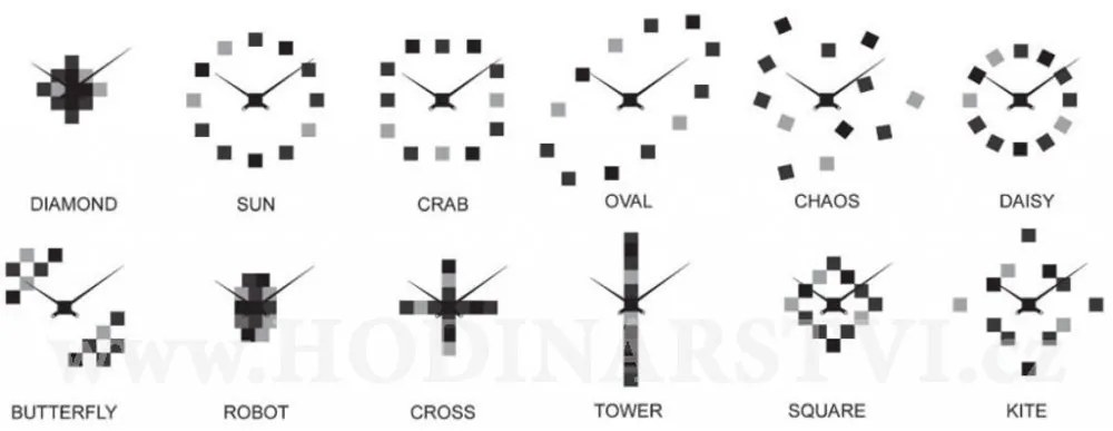 Designové nástěnné nalepovací hodiny Future Time FT3000SI Cubic silver